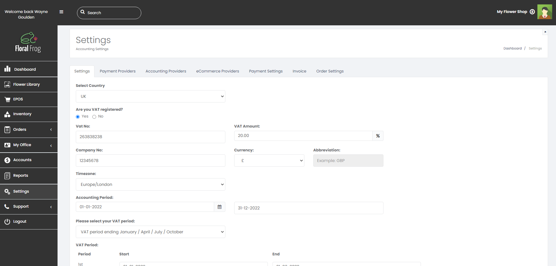 Settings – Floral Frog Knowledge Base