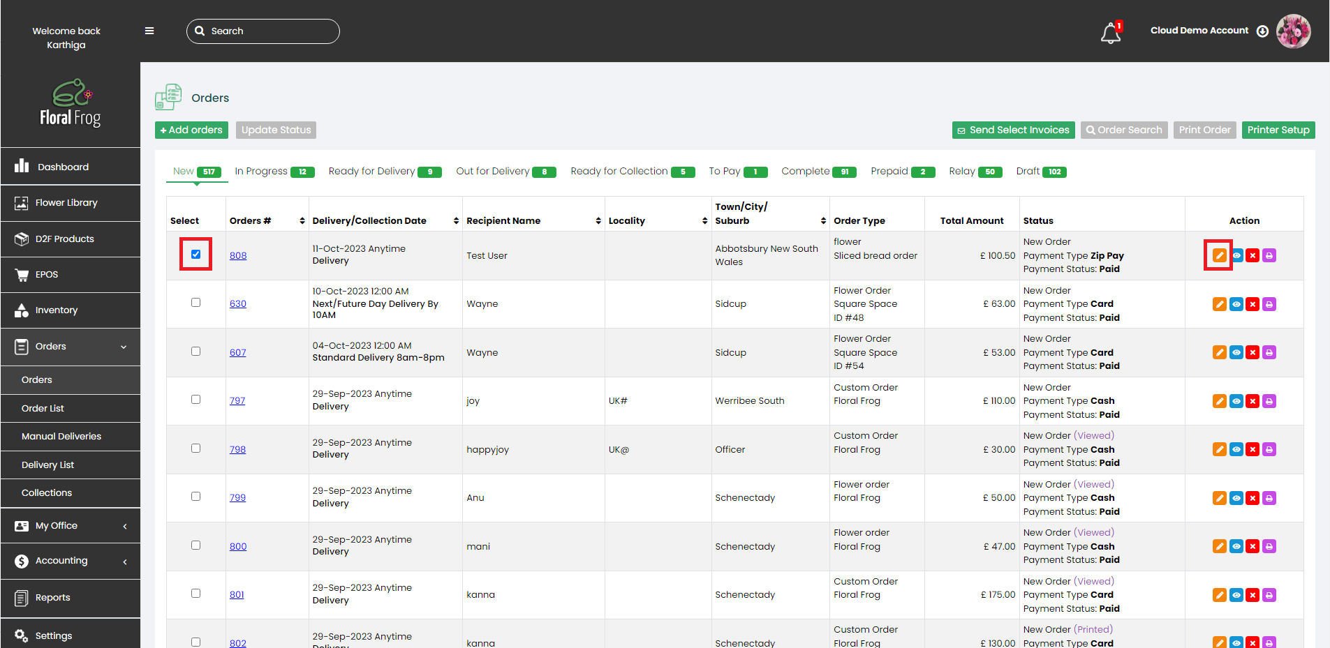 Editing an Order – Floral Frog Knowledge Base